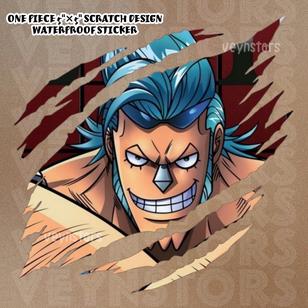 ONE PIECE FRANKY SCRATCH DESIGN WATERPROOF VINYL STICKER FOR TUMBLER ...