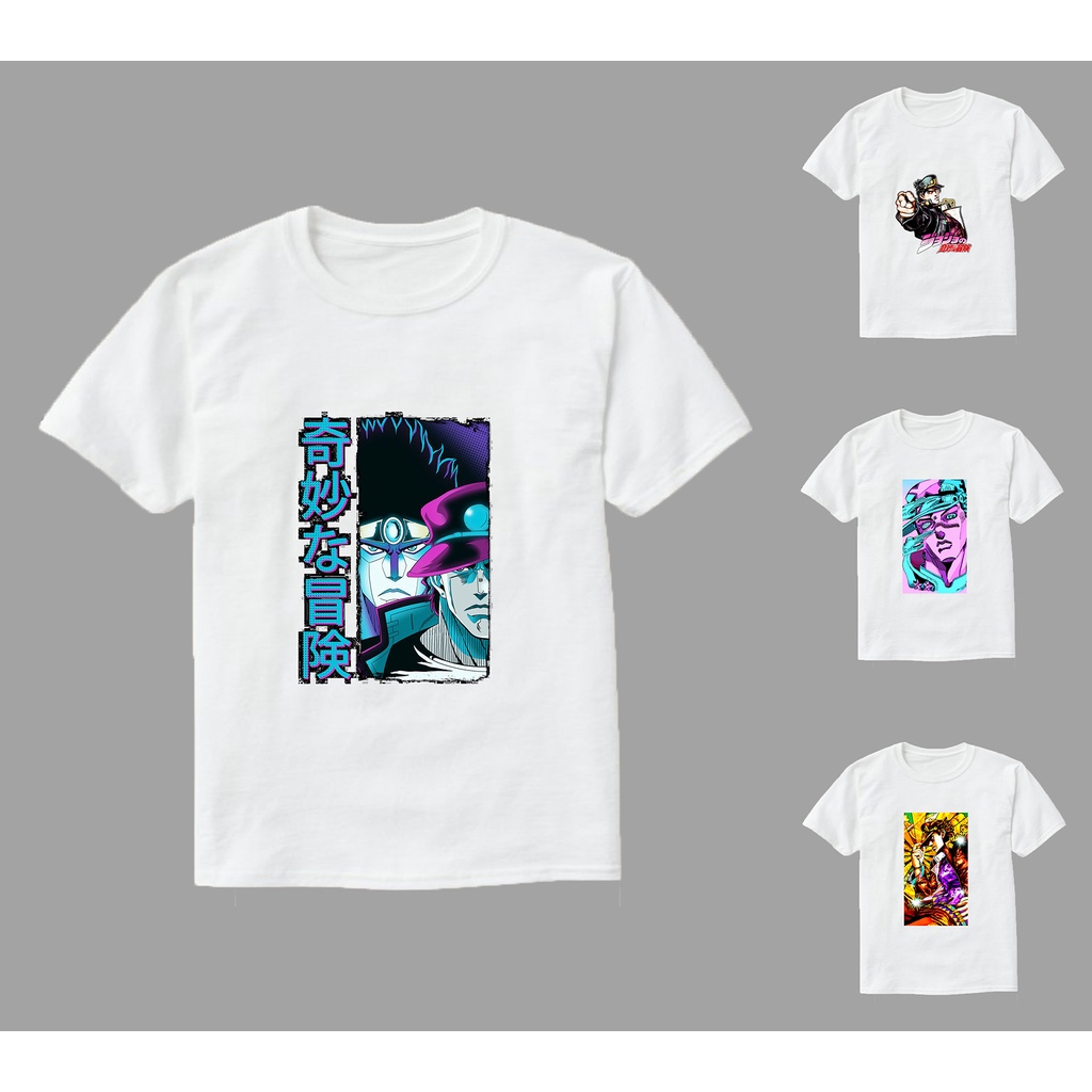 T074 Jojo's Bizarre Adventure Kujo Jotaro Design Anime Manga White T ...