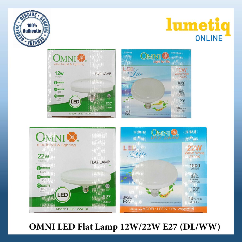 ☸OMNI LED Circular Flat Lamp E27 12W/22W (Daylight/Warm White) | Shopee ...