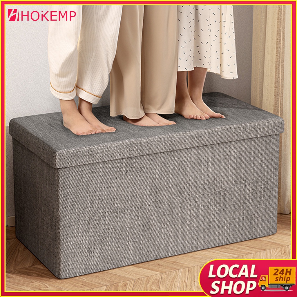 76CM Sofa Storage Box Heavy Duty Ottoman Chair with Storage Organizer ...