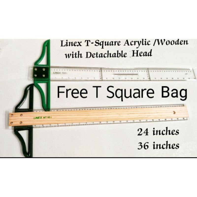 Linex T-Square with Detachable Head , Acrylic/Wooden 24 inches and 36 ...