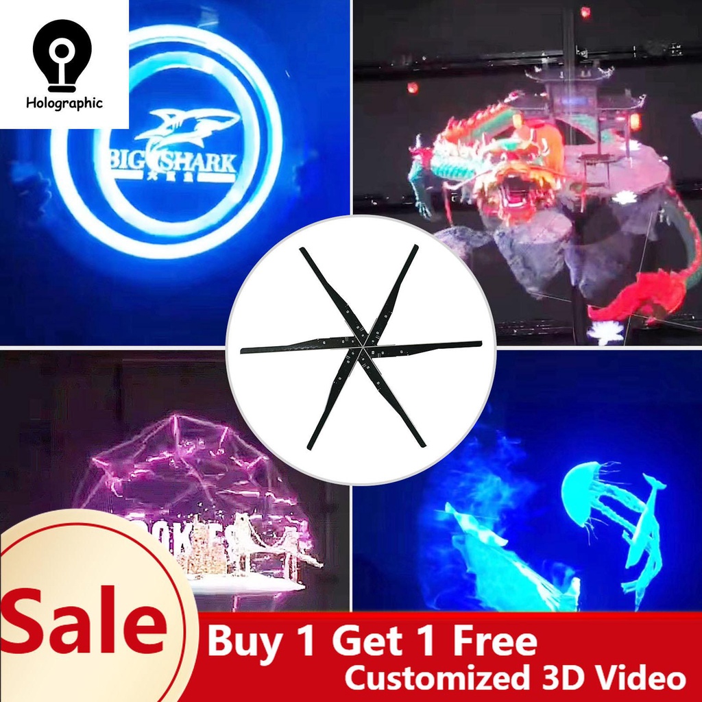 115cm 3D Hologram Projector Fan Wifi 3D Display Advertising logo Light Led Holographic Lamp ...