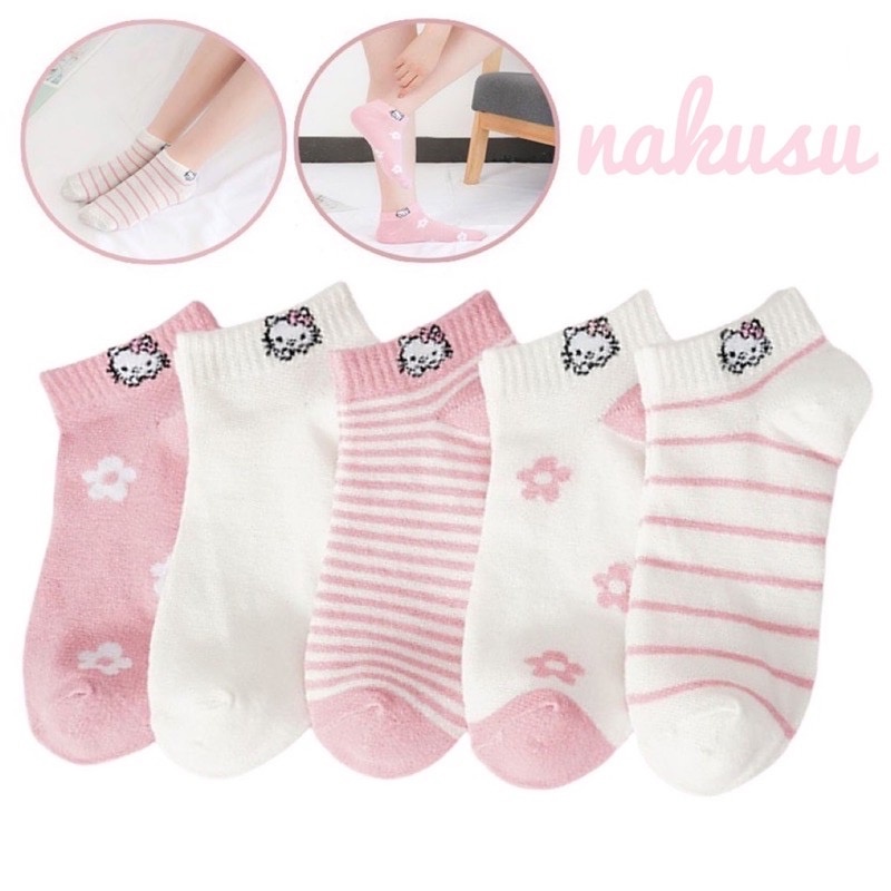 5pairs/set women's socks Cute Style Printed Socks For Women With pouch ...