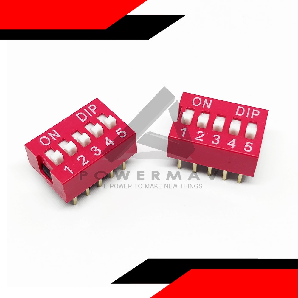 2pcs 5 way dip switch 5 position slide red micro small switch 2.54mm ...
