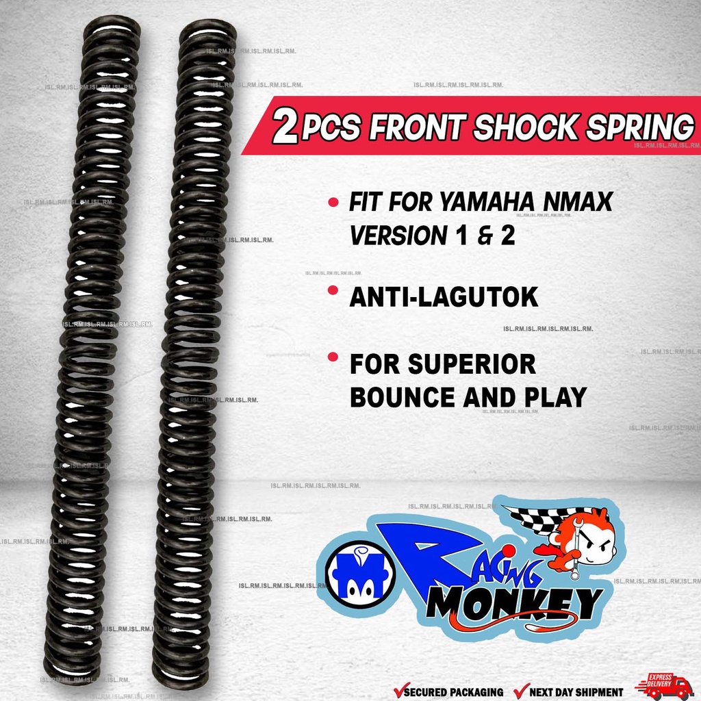 Racing Monkey Yamaha NMAX V1 V2 2 pcs Front Shock Spring Anti-Lagutok Racing Monkey | Shopee ...