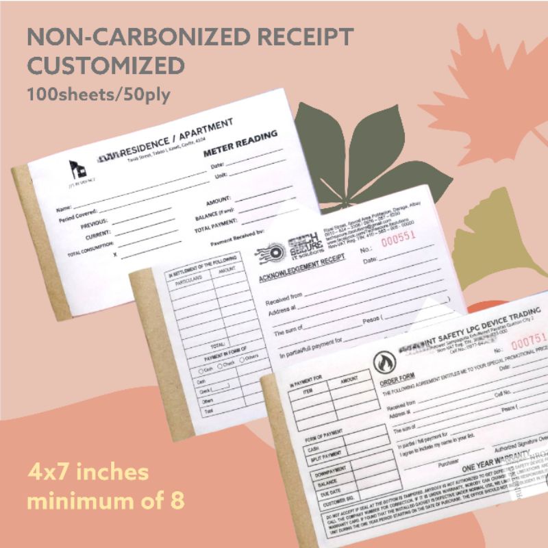 NON CARBONIZED - CUSTOMIZED FORM AND RECEIPTS | Shopee Philippines