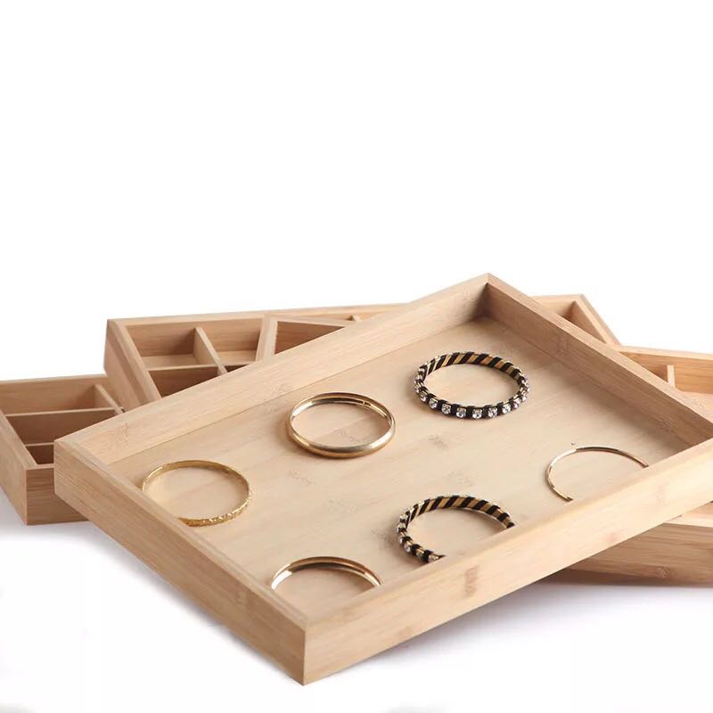 Spot~bamboo wood jewelry box display jewelry tray ring storage box ...