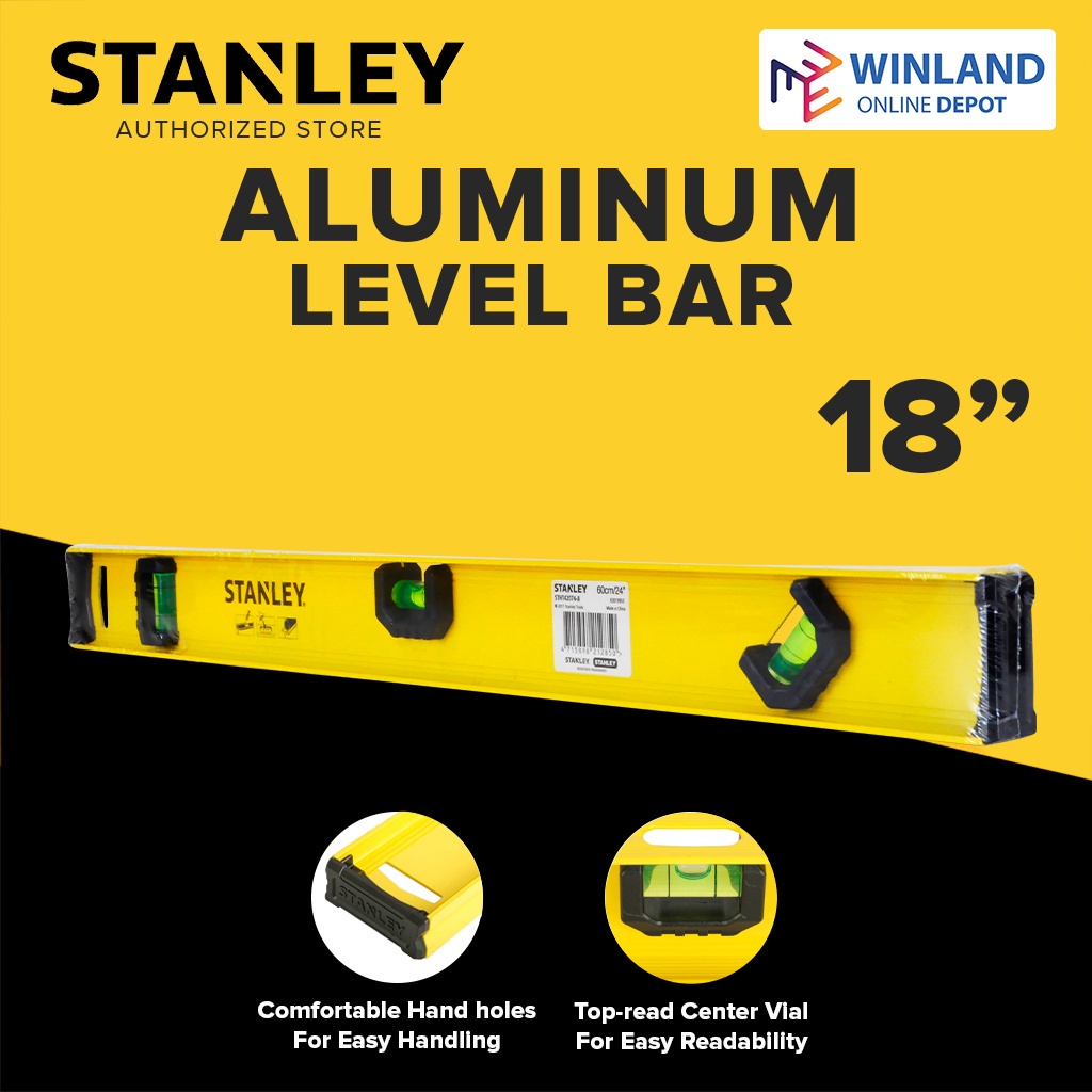 STANLEY by Winland 18inch(45cm) Aluminum Level | Spirit Level Bar ...