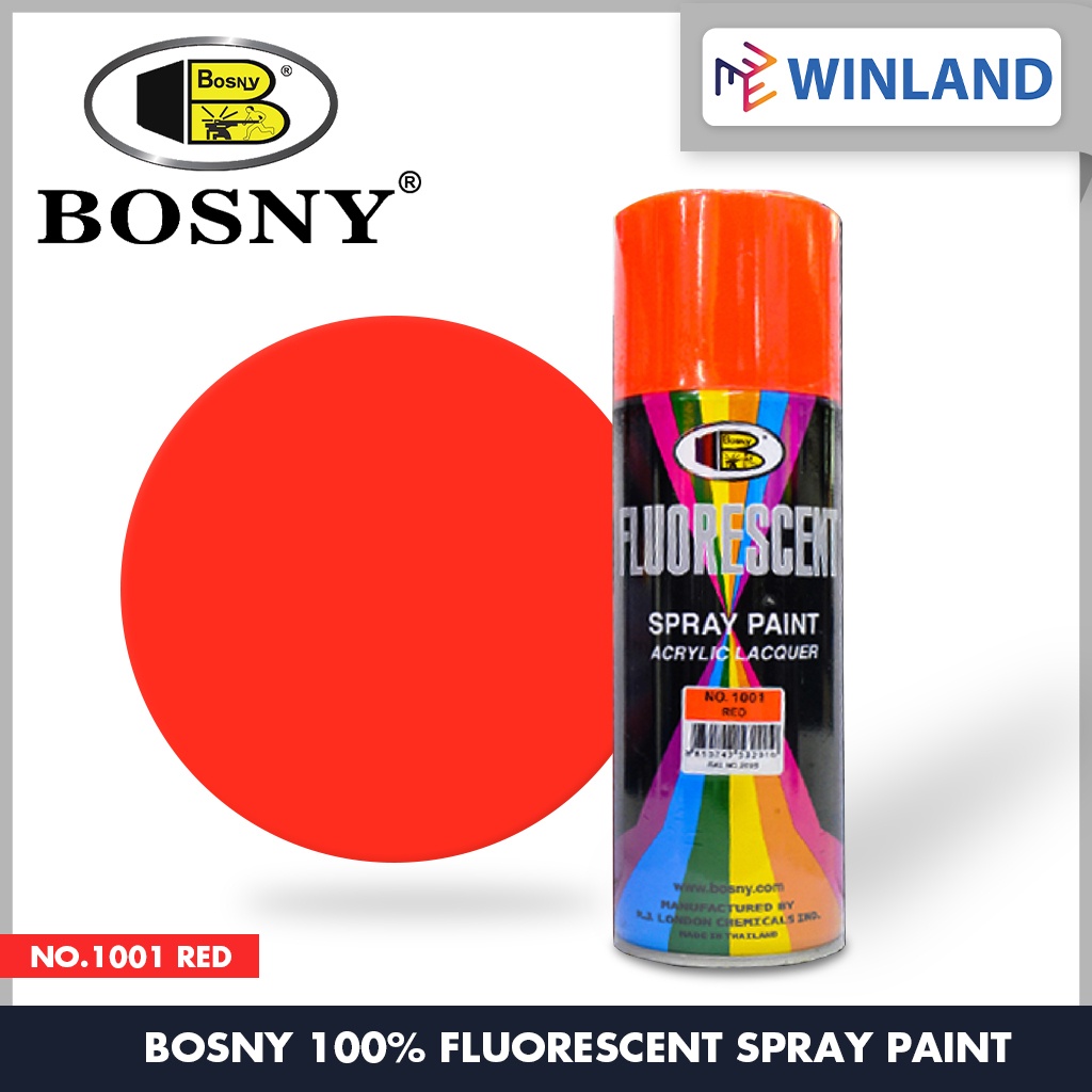 Bosny by Winland Fluorescent Spray Paint Acrylic Lacquer Red No.1001 ...