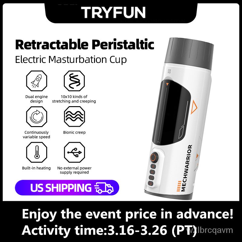 TRYFUN Male Masturbator Automatic Vibrating Retractable Peristaltic Blowjob Masturbation Cup ...