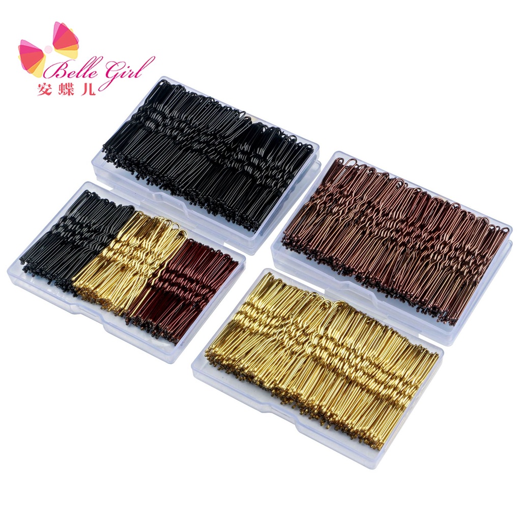 BELLEGIRL 200pcs U Shaped Hair Pins Kit Hair Clips Bobby Pins Hair ...