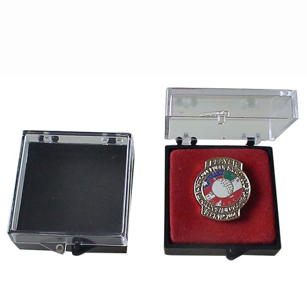 transparent lid square acrylic coin holder box badge medal collection ...