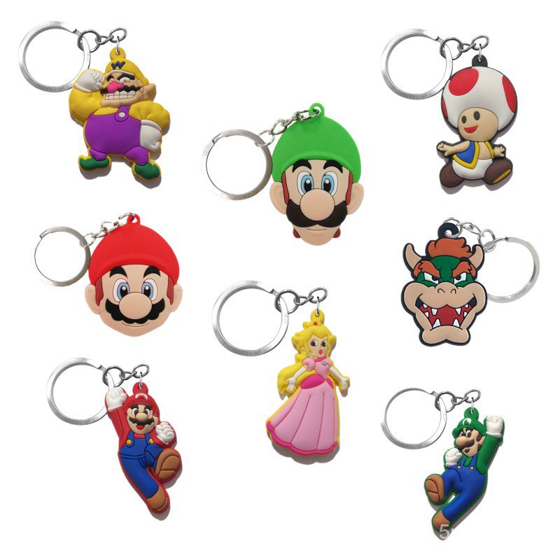 silicon key ring hot game character Mario Luigi Peach Wario keychain ...