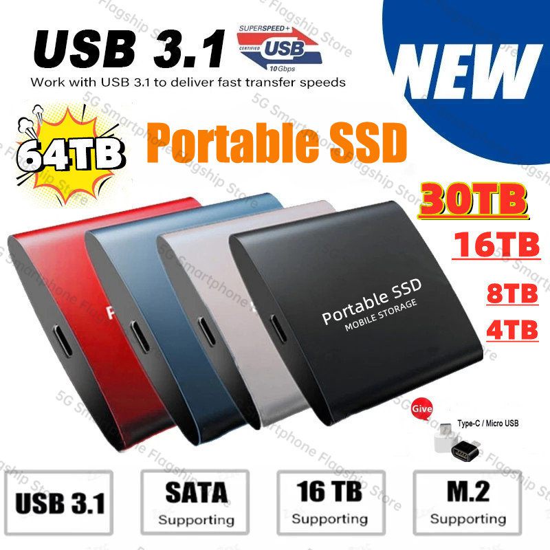Mini Portable SSD 64TB External Solid State Hard Drive 16TB 8TB 256TB ...