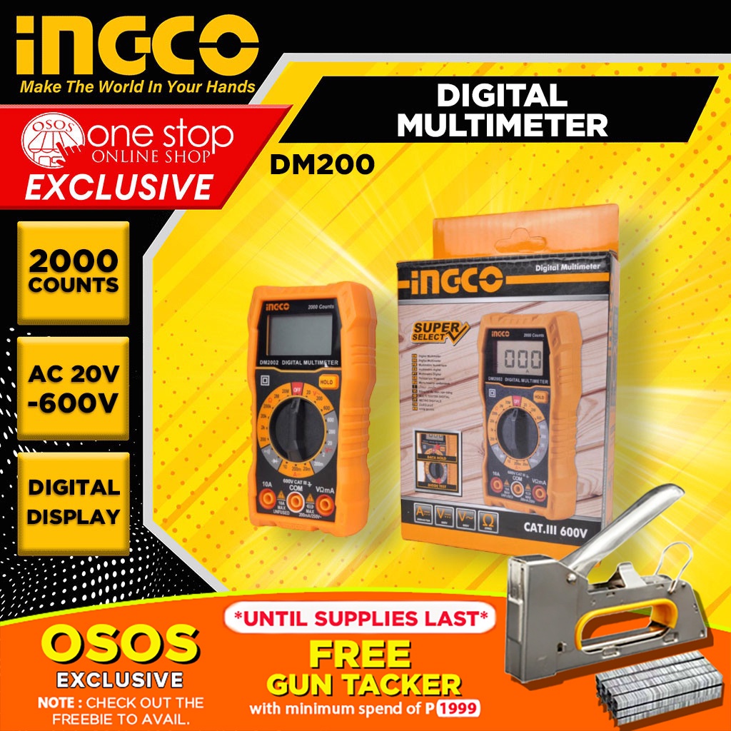 INGCO Digital Multimeter DM200 •OSOS• | Shopee Philippines