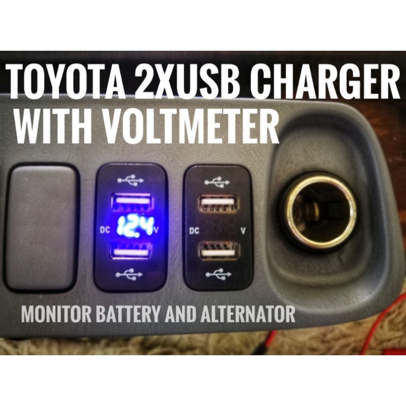 ๑ Dual USB Car Charger with Voltmeter Toyota Innova Vios Fortuner Wigo ...