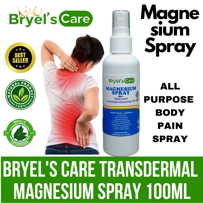 1 BOTTLE OF 100ML TRANSDERMAL MAGNESIUM OIL BODY SPRAY PAIN AND MUSCLE ...