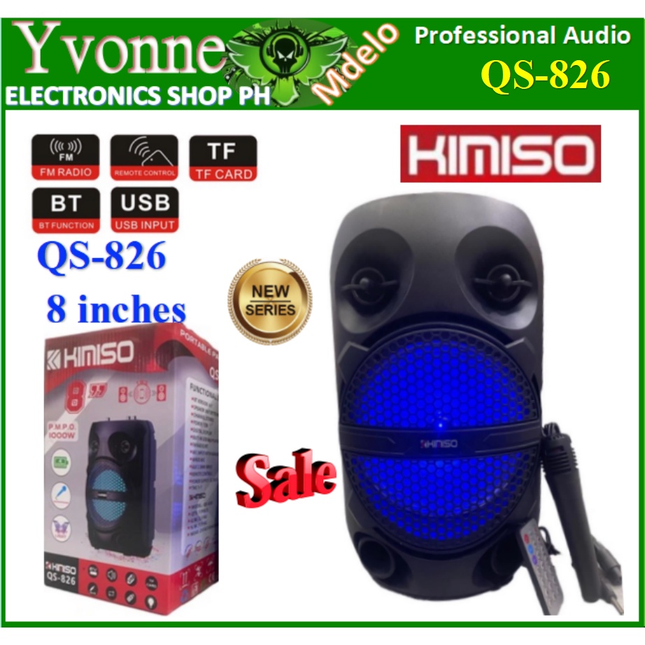 The KIMISO QS-826 8"LED Light Bluetooth Party Portable Speaker With USB/BT/TF (QS826) | Shopee ...