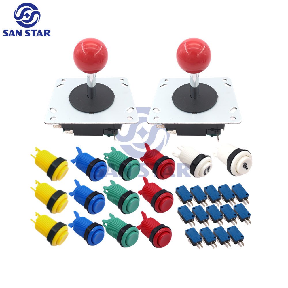 2 Player DIY Pandora Arcade Game Box Kits Joystick American Style Push ...
