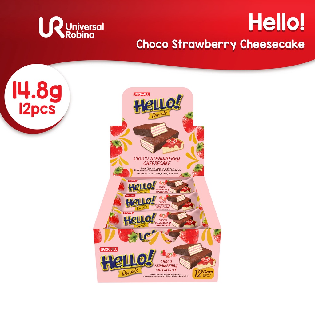Hello! Desserts Choco Strawberry Cheesecake (14.8g x 12) | Shopee ...