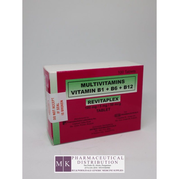 Multivtamins (Vitamin B1 + B6 + B12) Revitaplex 100mg/5mg/50mcg tablet ...