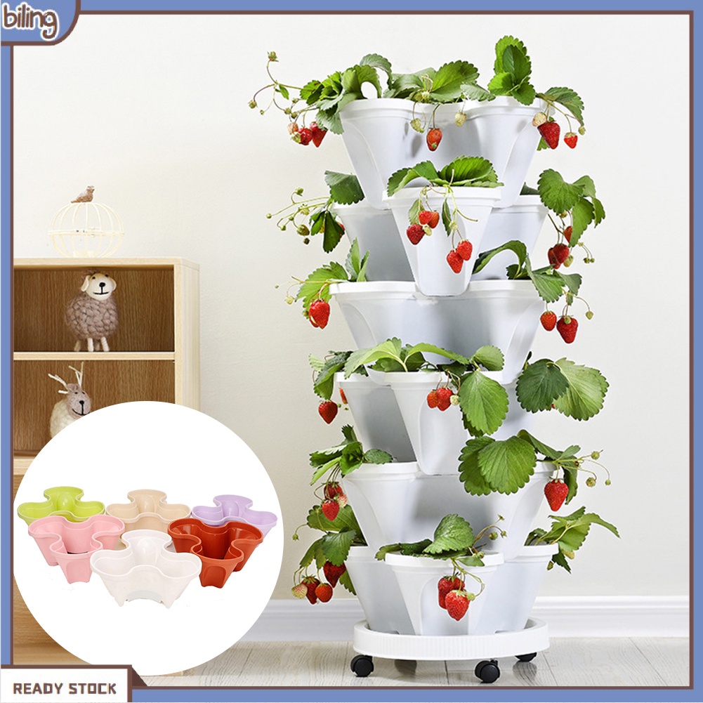 [biling] Plastic Stackable Vertical Flower Plant Pot Seedling Holder ...