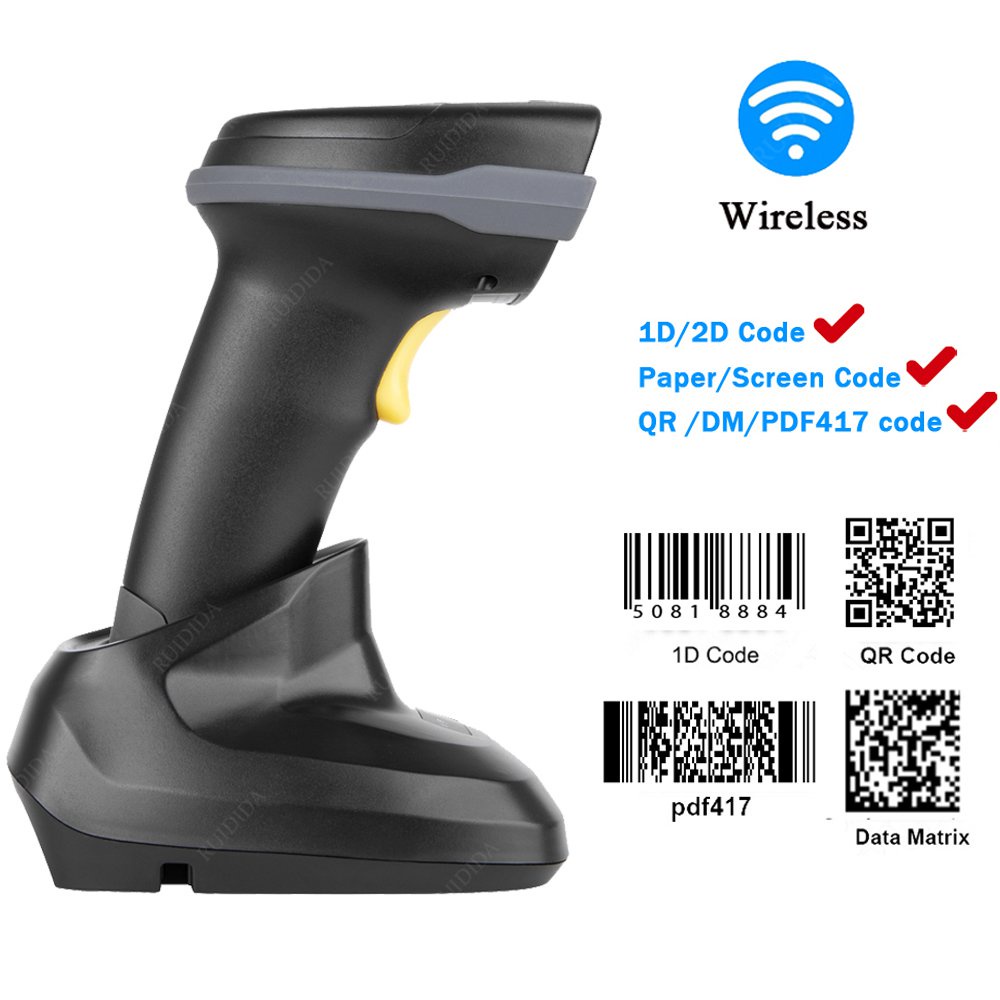 Wireless 1d 2d QR Code Scanner with charging Base Barcode Wireless Bar ...