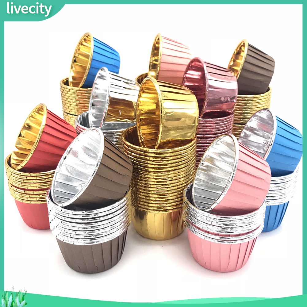 {livecity} 50Pcs Disposable Baking Cupcake Cake Liner Wrappers Cup ...