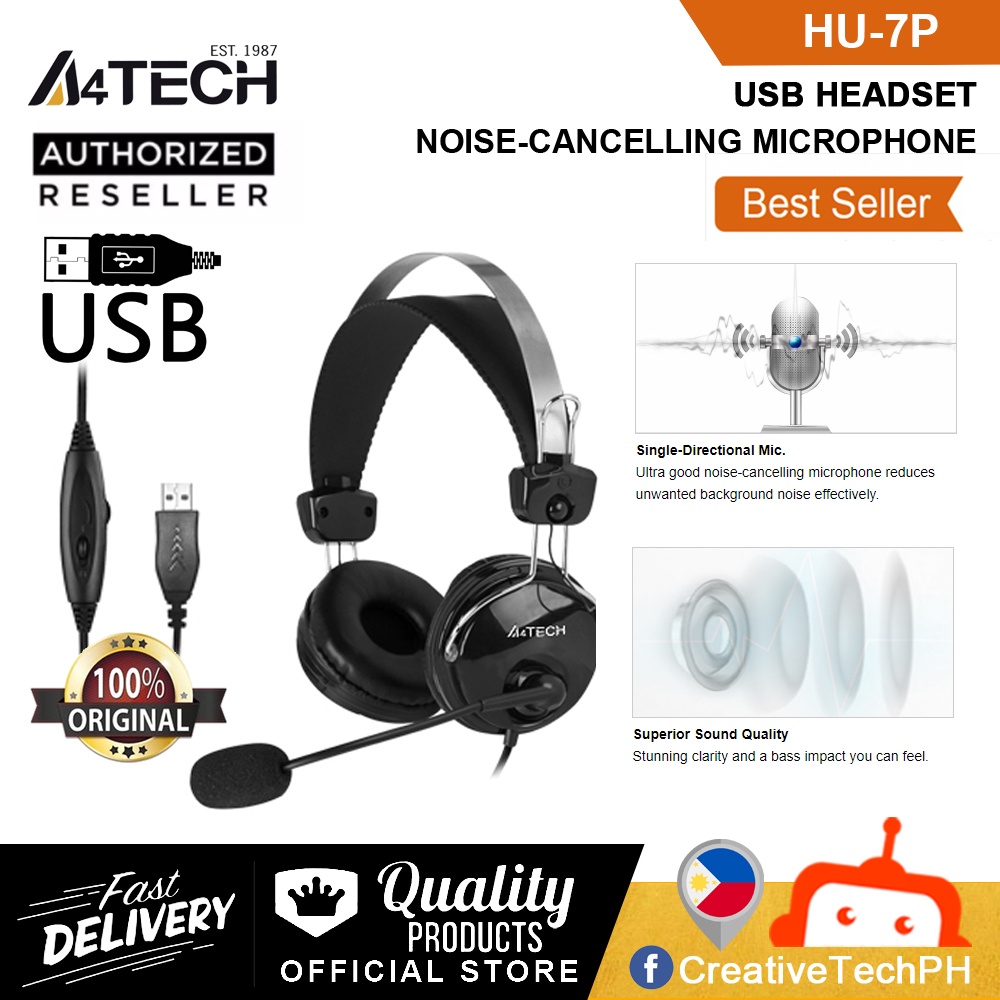HU7P A4TECH USB HEADSET COMFORTFIT STEREO USB HEADSET Ultra good noise ...