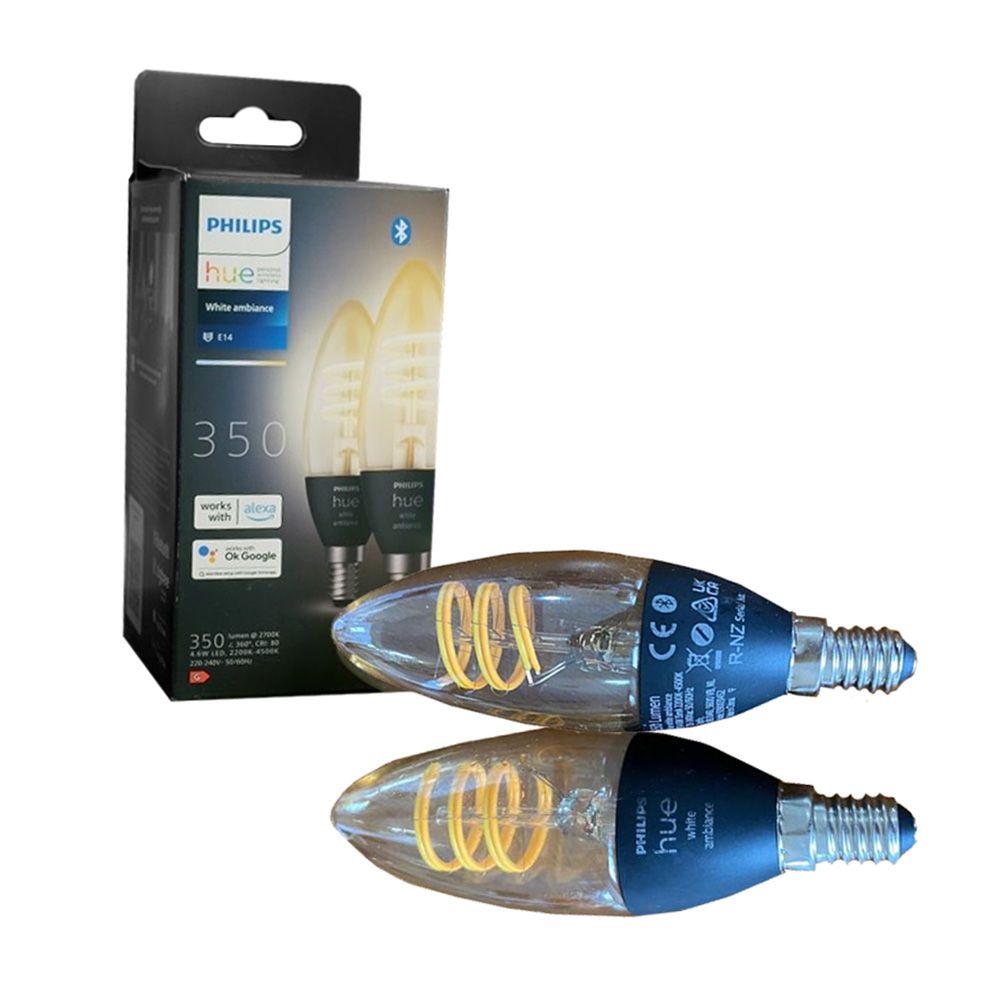 Philips Hue White Ambiance Filament Candle (350 lm) E14 LED Smart Bulb ...