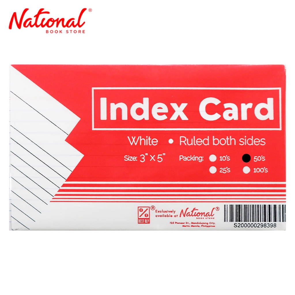Best Buy Index Card White 3x5 50's Ruled Both Sides - School & Office ...