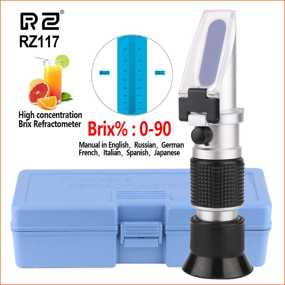 ★RZ Refractometer Sugar Meter 0-90% Brix RHB-90ATC Handheld Brewing ...