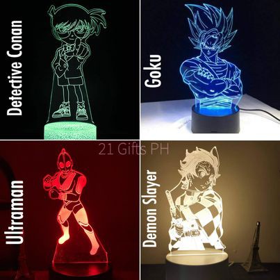 Anime Detective Conan Goku Tanjiro Demon Slayer Ultraman 3D Acrylic LED ...
