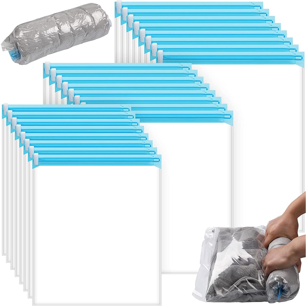 4 Sizes Reusable Roll-Up Air Vacuum Compression Storage Bags | Shopee ...