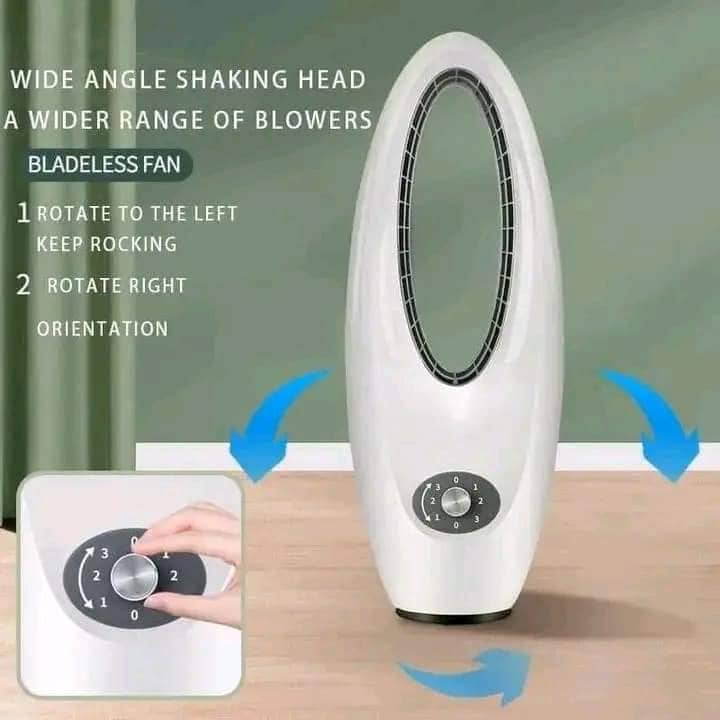 3 Speed Modes Stand Fan Leaf less electric fan Safe desktop floor fan ...