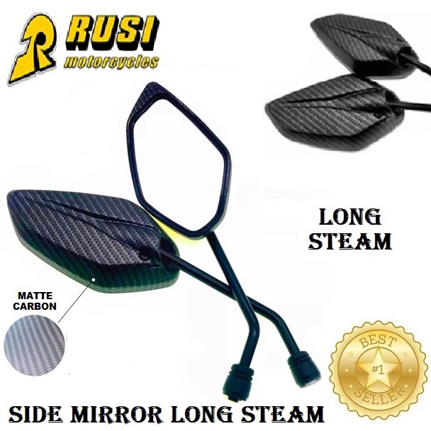 RUSI TC 175-150-125 | Motorcycle Side Mirror Long Steam | Black Carbon ...