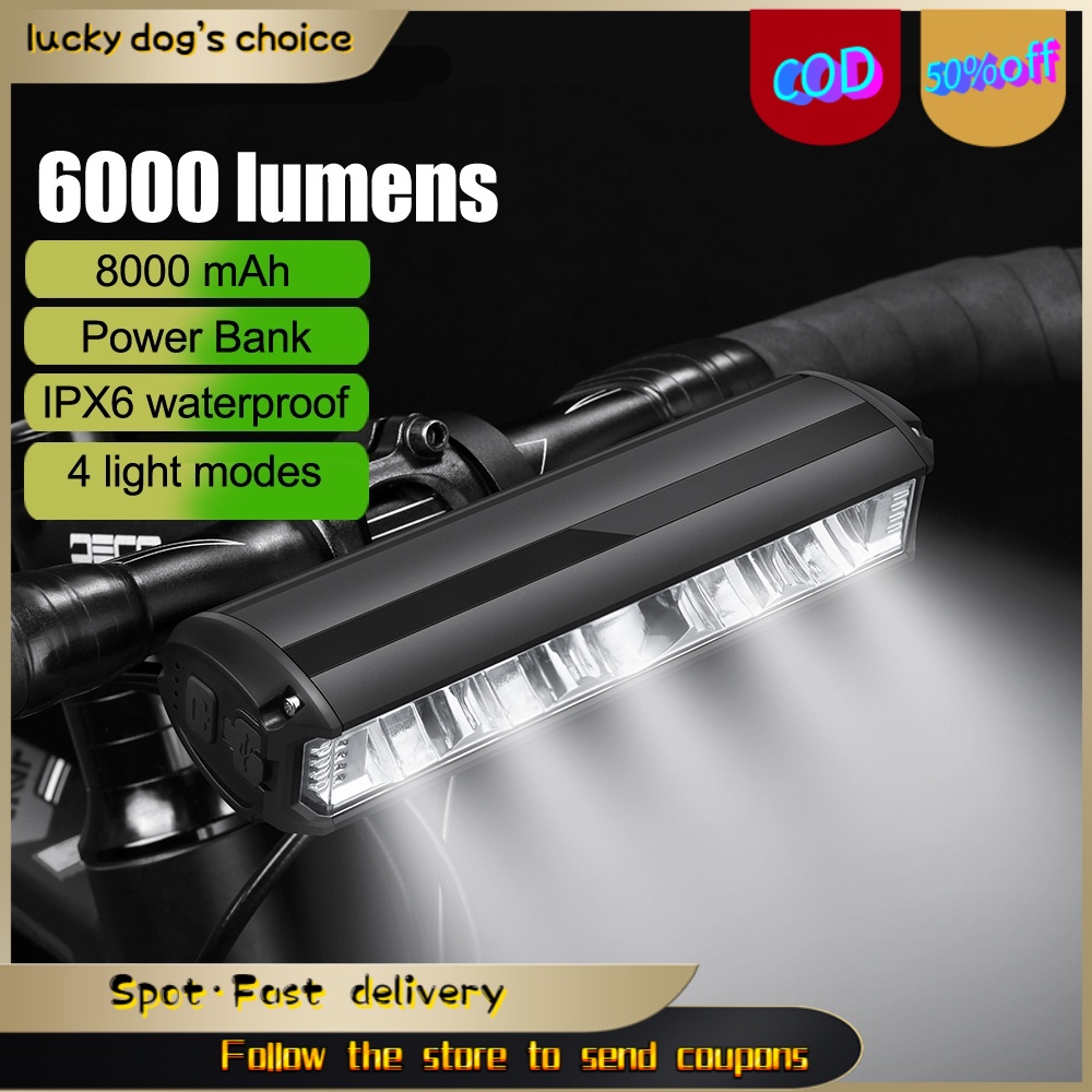Bike Light 6000 Lumens Rechargeable 8000mAh Bicycle Light IPX6 ...