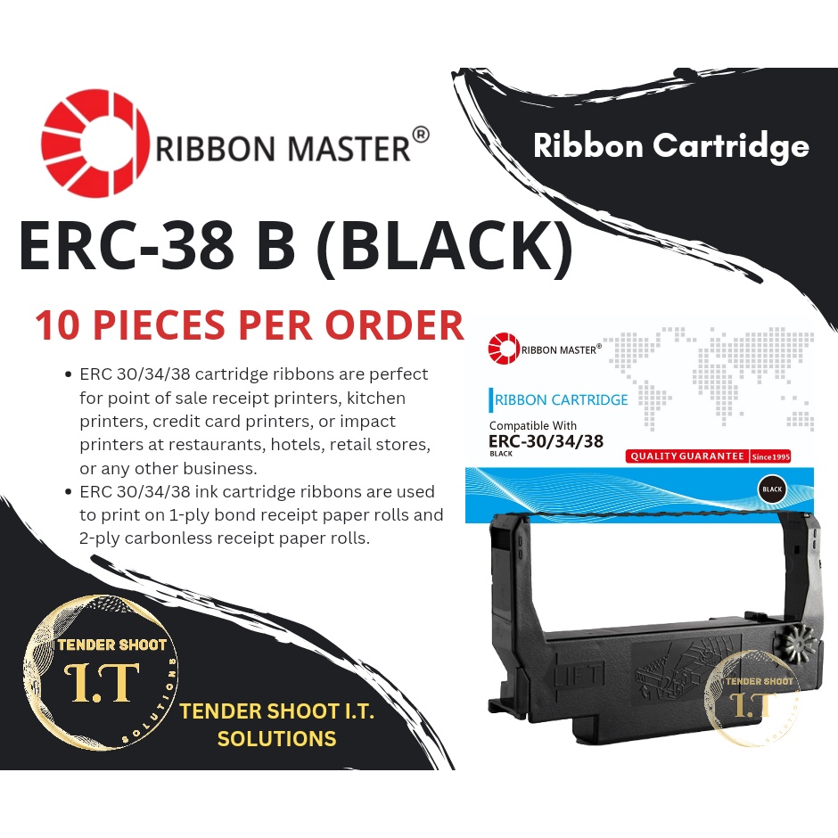 10 PIECES of Ribbon Master ERC38 ERC 38 ERC-38 BLACK Ink Ribbon ...