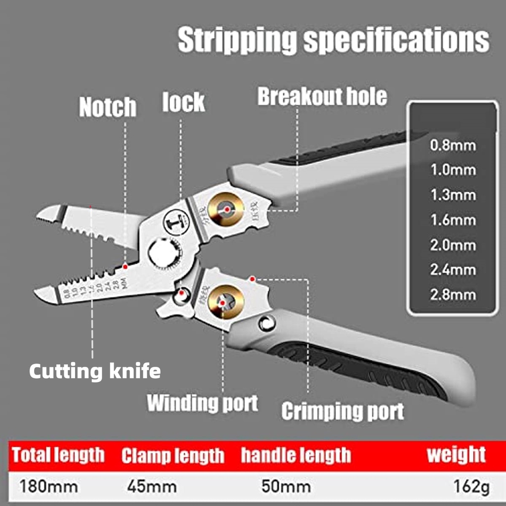 Strippers Multi-Functional Wire Splitting Pliers Crimper Cable Cutter ...