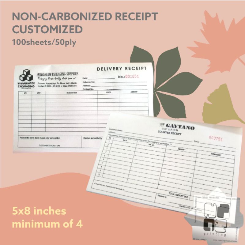 NON CARBONIZED - CUSTOMIZED FORM AND RECEIPTS | Shopee Philippines