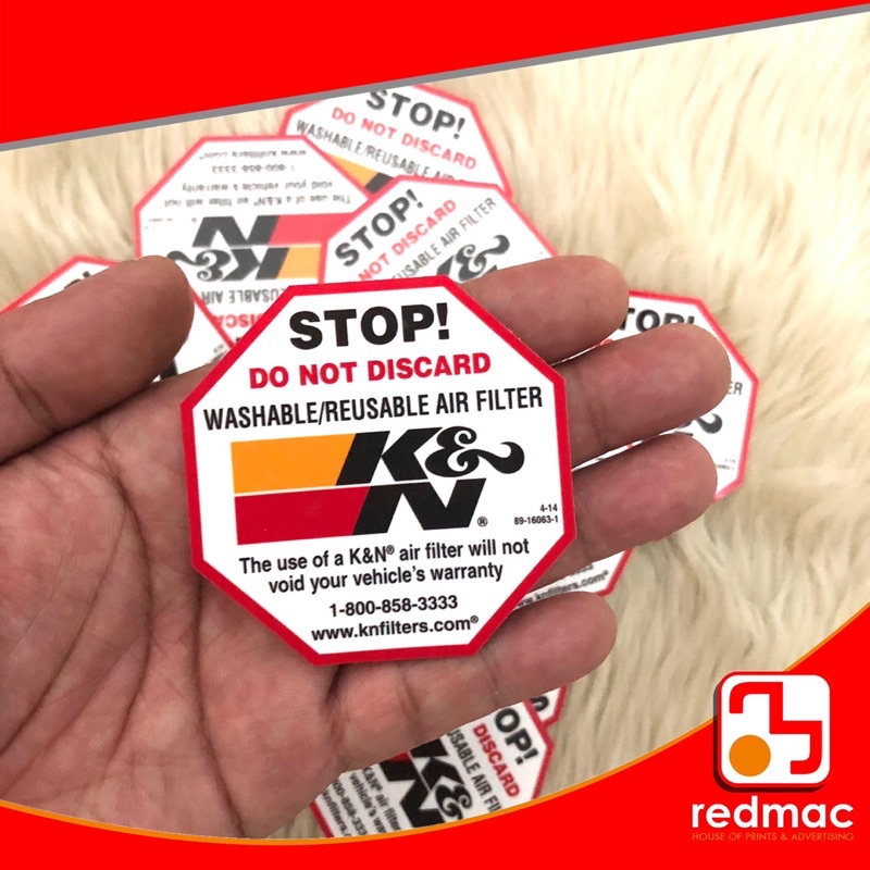 K&N Warning Sticker Logo Laminated Vinyl sticker | Shopee Philippines