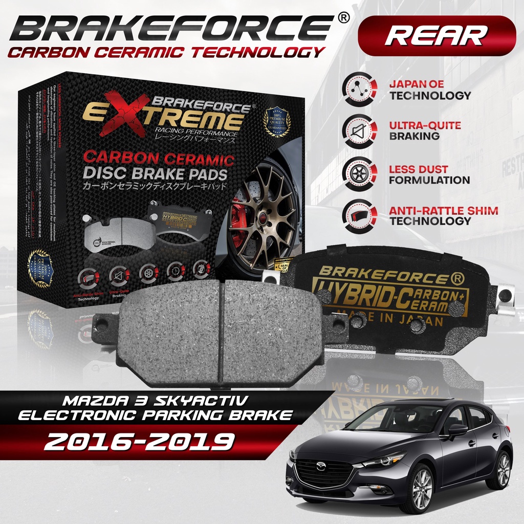 BrakeForce Extreme Carbon Ceramic Rear Brake Pad For Mazda 3 Skyactiv ...