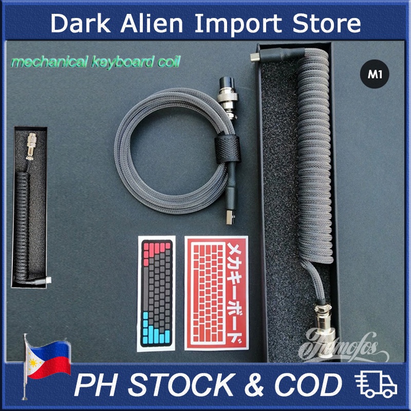 ℗ﺴ Monochromatic Mechanical Keyboard Custom Coiled Cable Wire GX16 ...