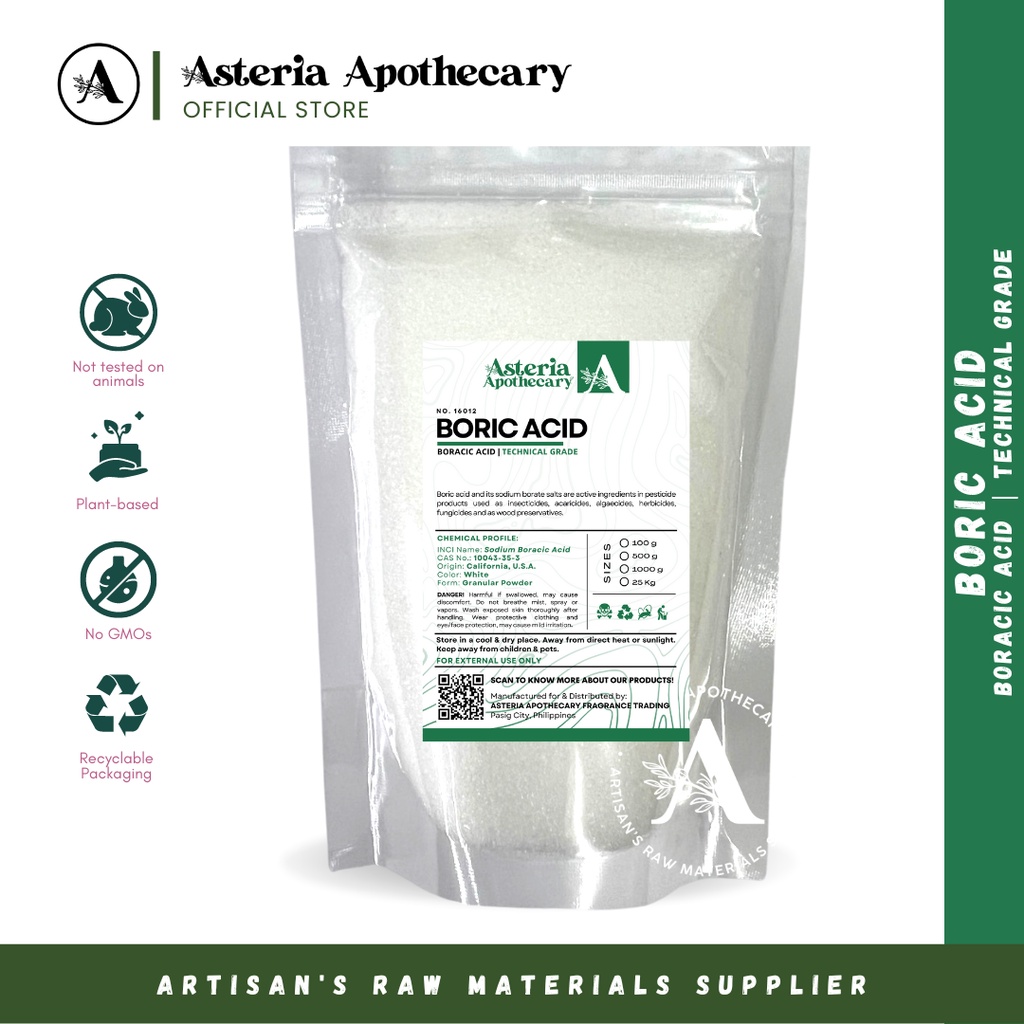 Boric Acid | Boracic Acid 100g / 500g / 1Kg - Asteria Apothecary ...