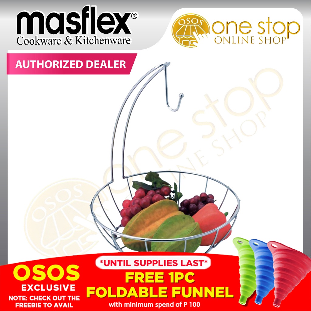 MASFLEX Original Fruit Basket with Banana Holder Made of Chrome Plated ...