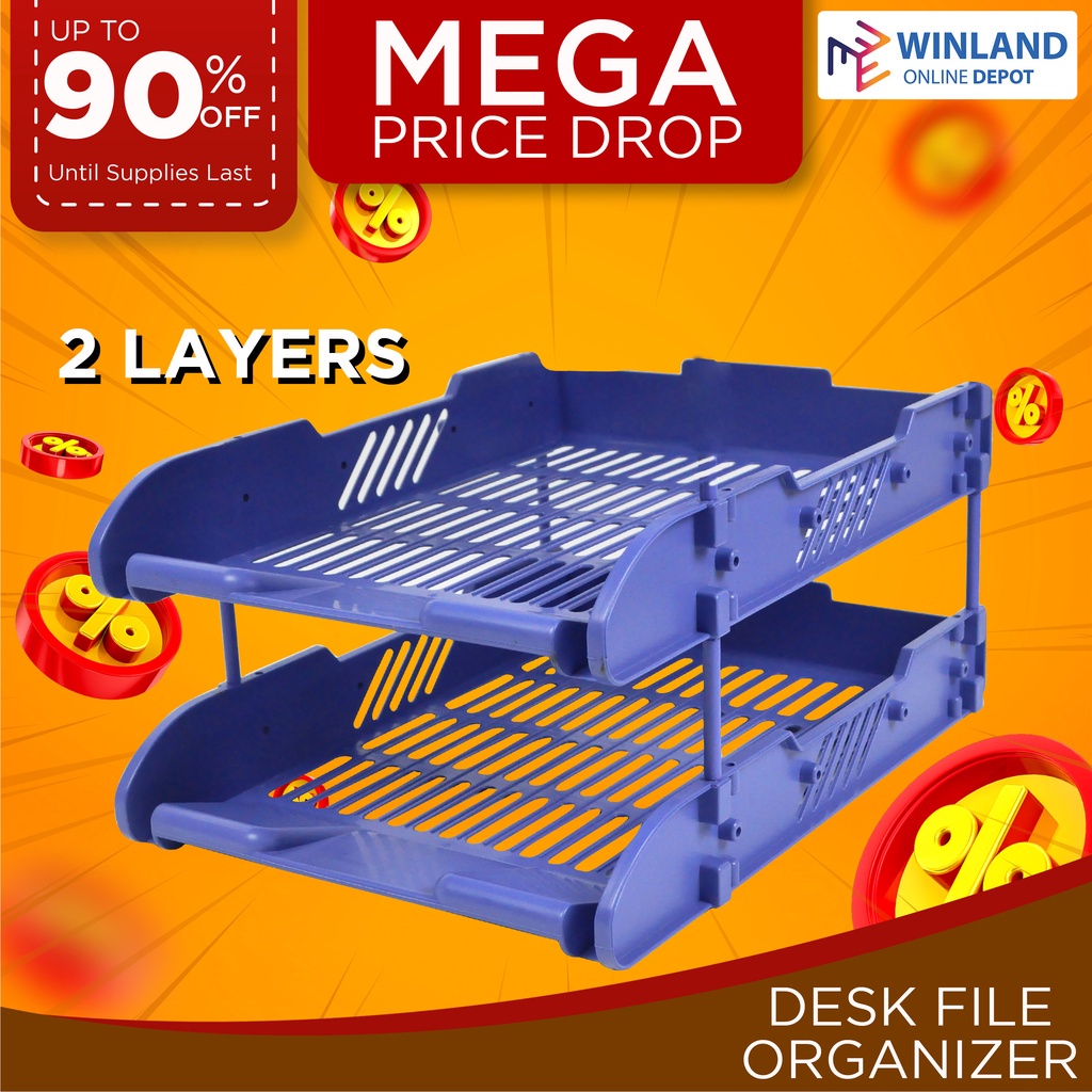 Metro by Winland Two-Layer Plastic Desk File Organizer Document Paper ...