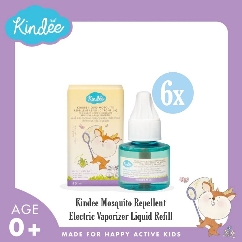 Kindee Organic Mosquito Repellent Liquid Refill (for Kindee Vaporizer) Bundle Set (6 Bottles ...