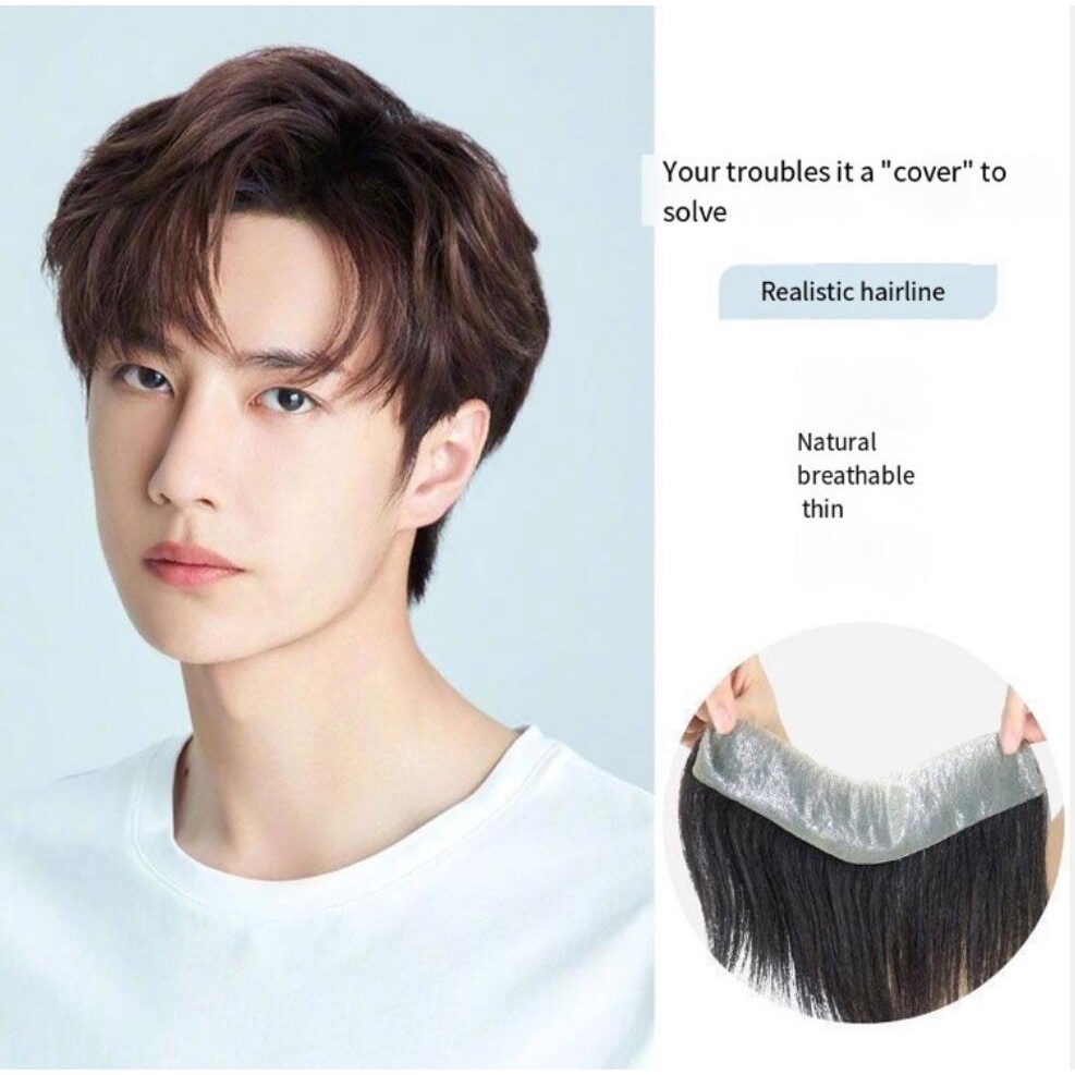 Hairline Wig Sticker Men s Forehead No Trace Replacement Real Hair ...