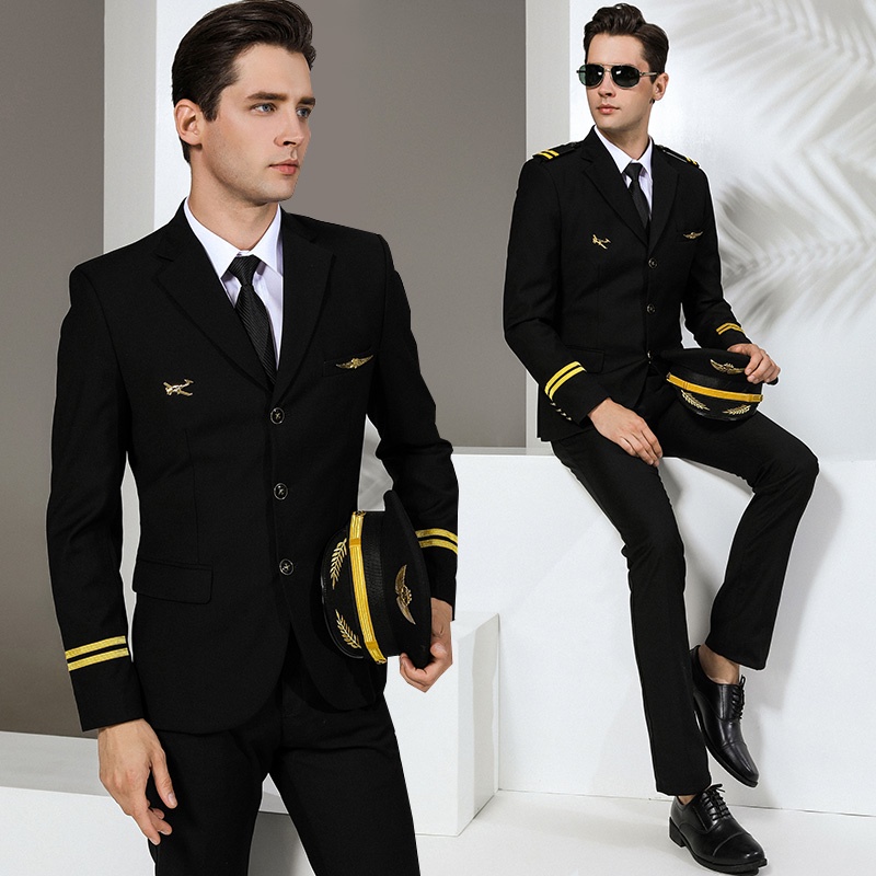 Air Captain Uniform Male Pilot Senior Meeting Dress Suit Single Row ...