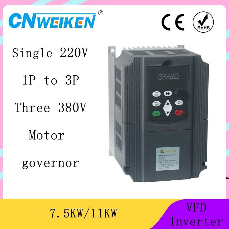 variable frequency converter 50Hz/60Hz motor inverter VFD 7.5kw single-phase 220v input three ...